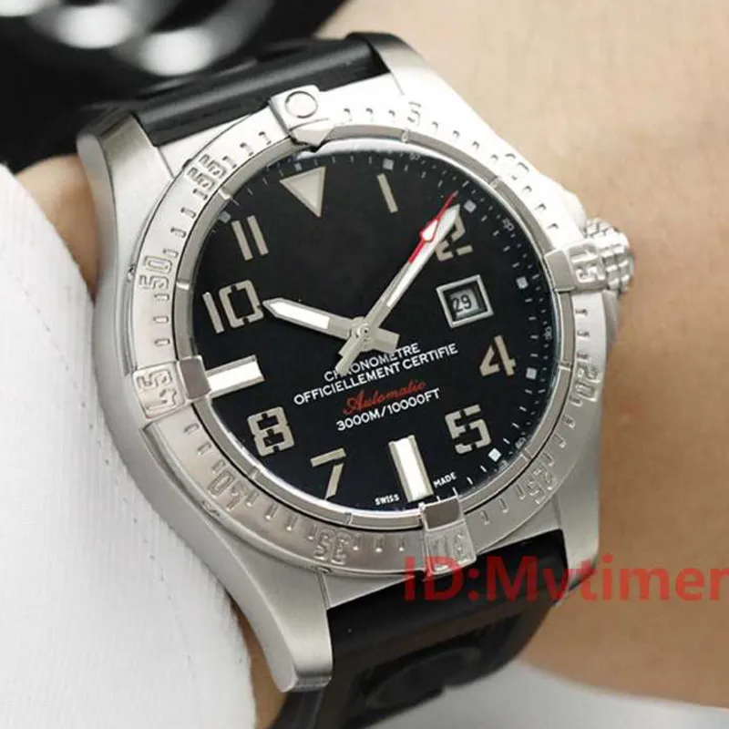 Mens Automatic Wrist Watch Mechanical Movement Rubber Strap 44 mm ...
