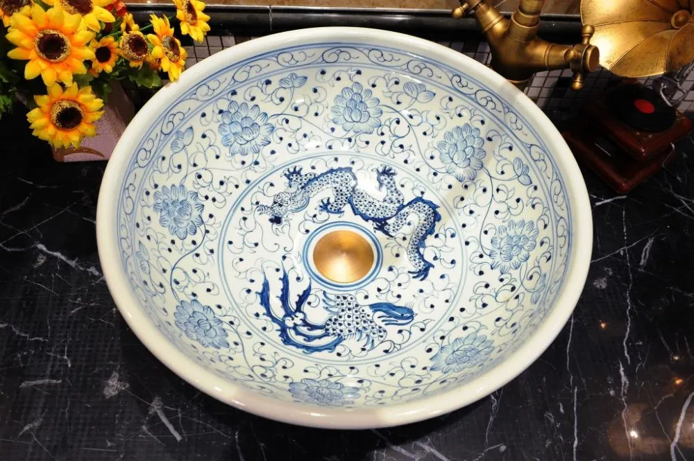 DHgate.com:Chinese Porcelain Ceramic Bathroom Sink Wash Basin Antique ...
