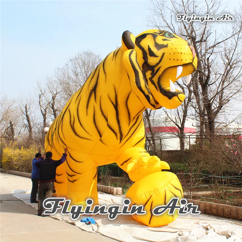 Giant 5m Yellow Inflatable Tiger Statue - Airblown Replica for Events ...