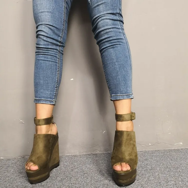 Bulk Rontic Women's Army Green Wedge Sandals Platform... At Only $54.07 ...
