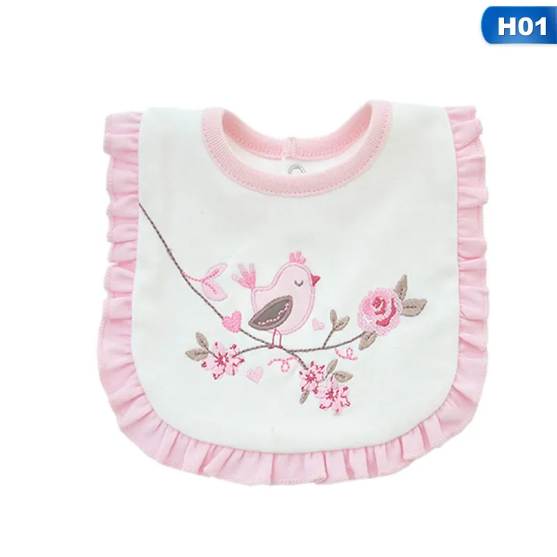 Pink Flower Lace Embroidered Bibs 2 Layers, Waterproof, Cotton Material ...