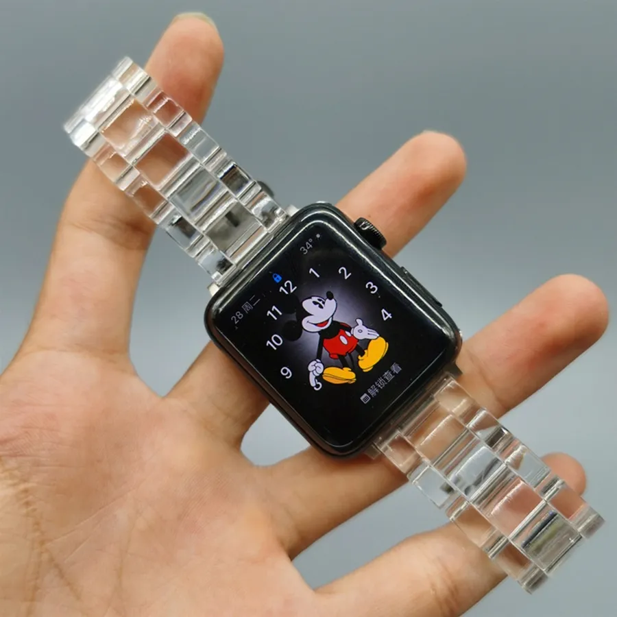 Lucency Resin Clear Band For Apple Watch Ultra 8 7 6 5 4 3 2 1, Folding ...