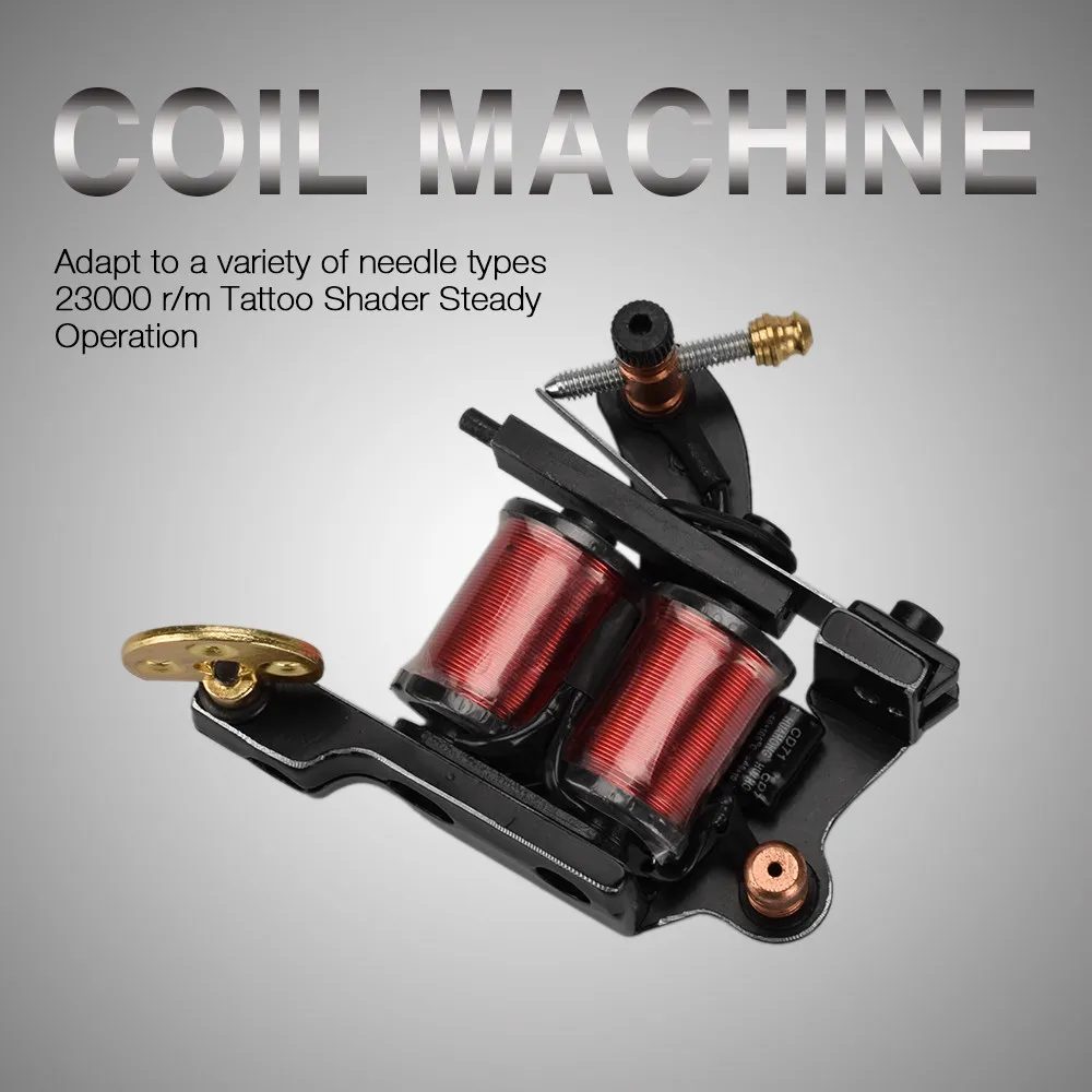 Professional Tattoo Machine Gun Kit - Aluminum Alloy 10 Wrap Coils ...