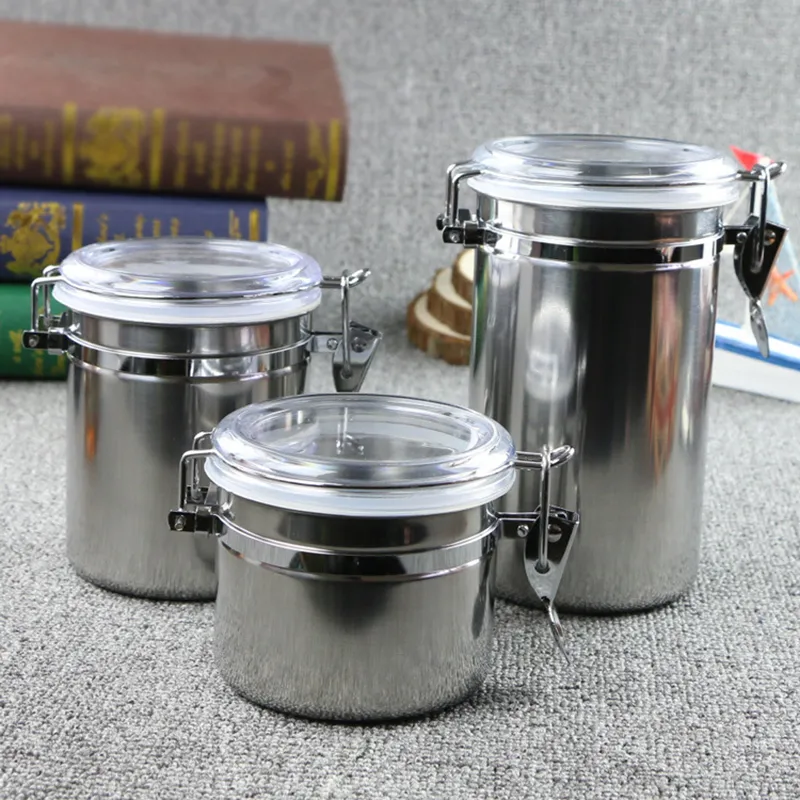 Airtight Spice Containers Stainless Steel Storage Jar Moistureproof ...