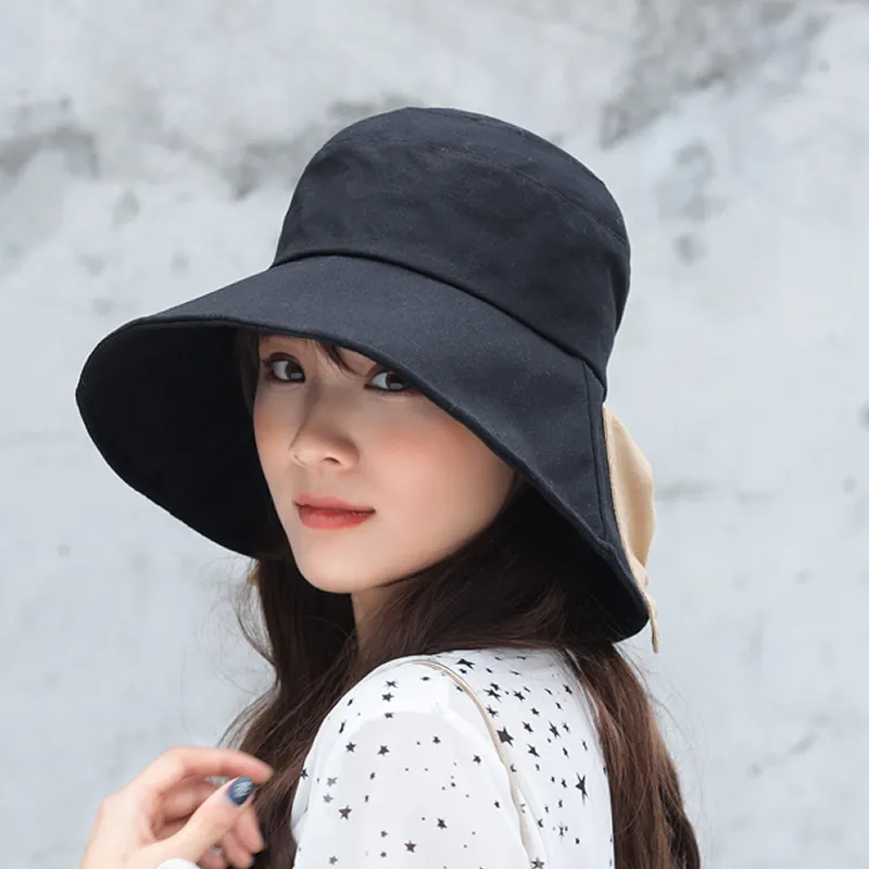 Pure Colored Bow Fisherman Hat, Korean Version, Spring/Summer Foldable ...