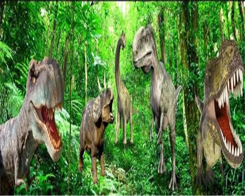 3d Duvar Kağıdı Duvarlar Jurassic Dinozor İlkel Orman Teması Uzay ...