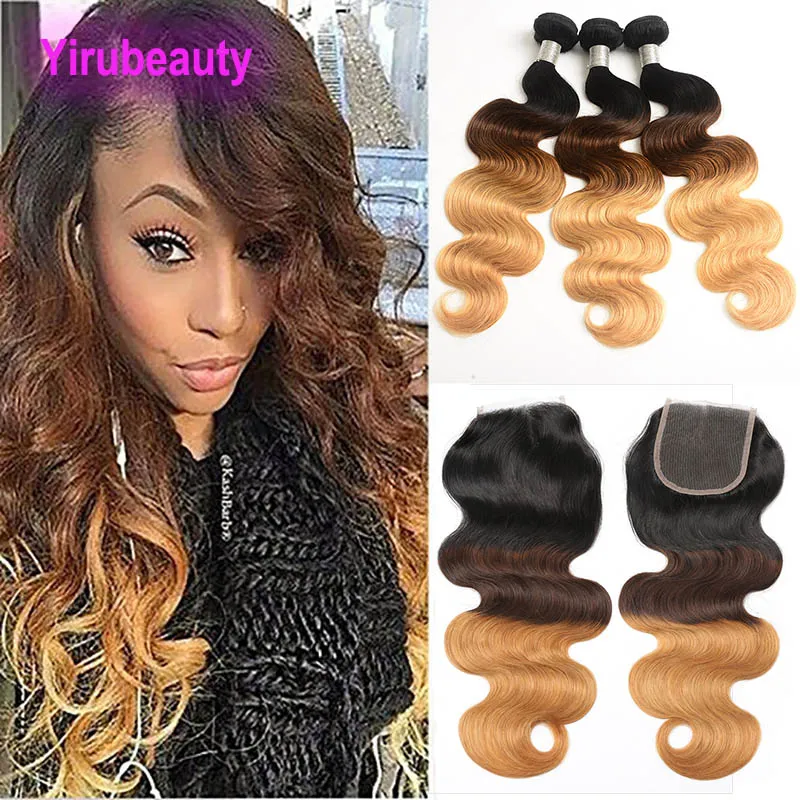 DHgate.com:Peruvian Virgin Ombre Human Hair Bundles with Lace Closure ...