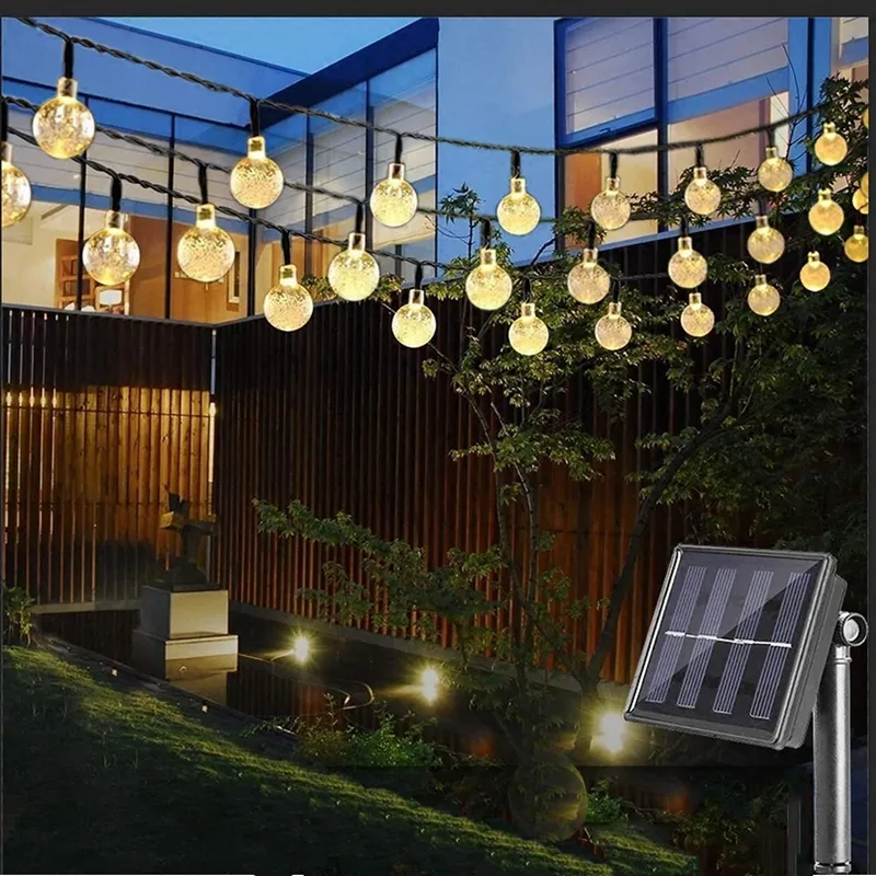 Solar String Lights Outdoor, 21.3ft 30 LED Crystal Balls Waterproof ...
