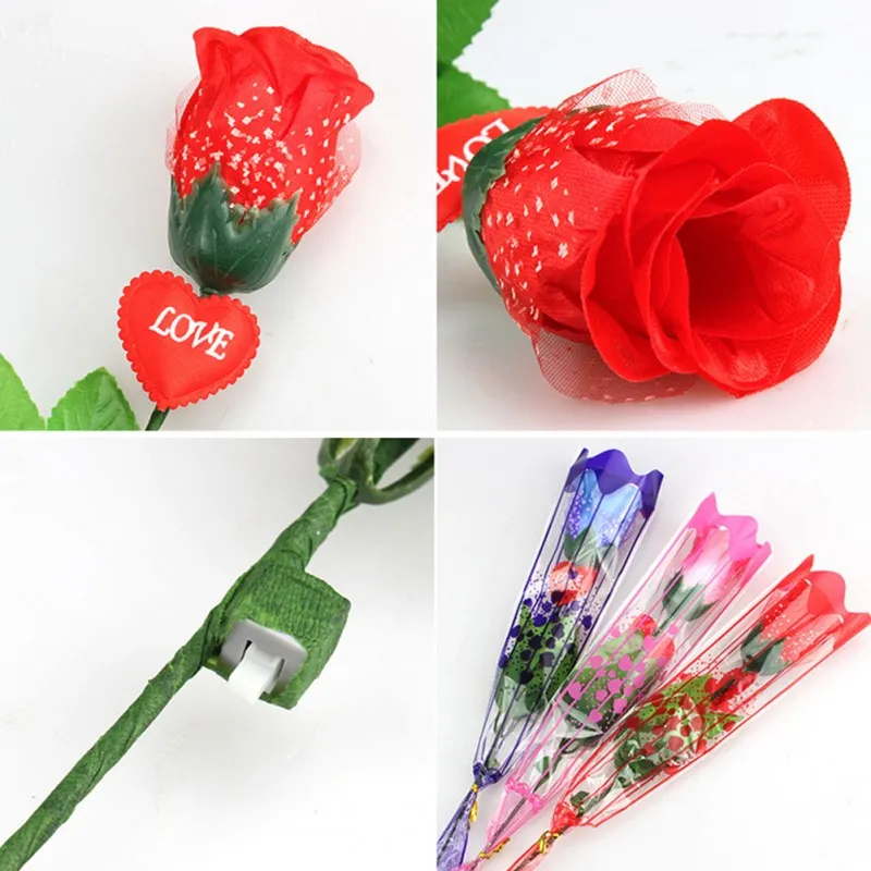 LED Light Up Rose Flower Glowing Valentines Day Wedding Decoration ...