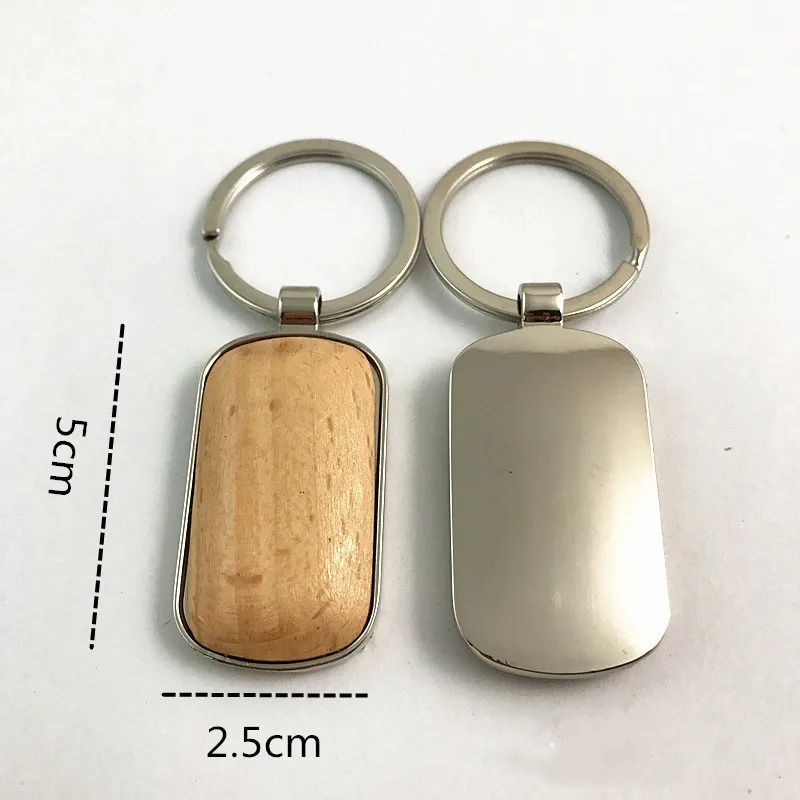 Metal Wood Keychains Key Chain Ring Round Heart Rectangle Simple DIY ...