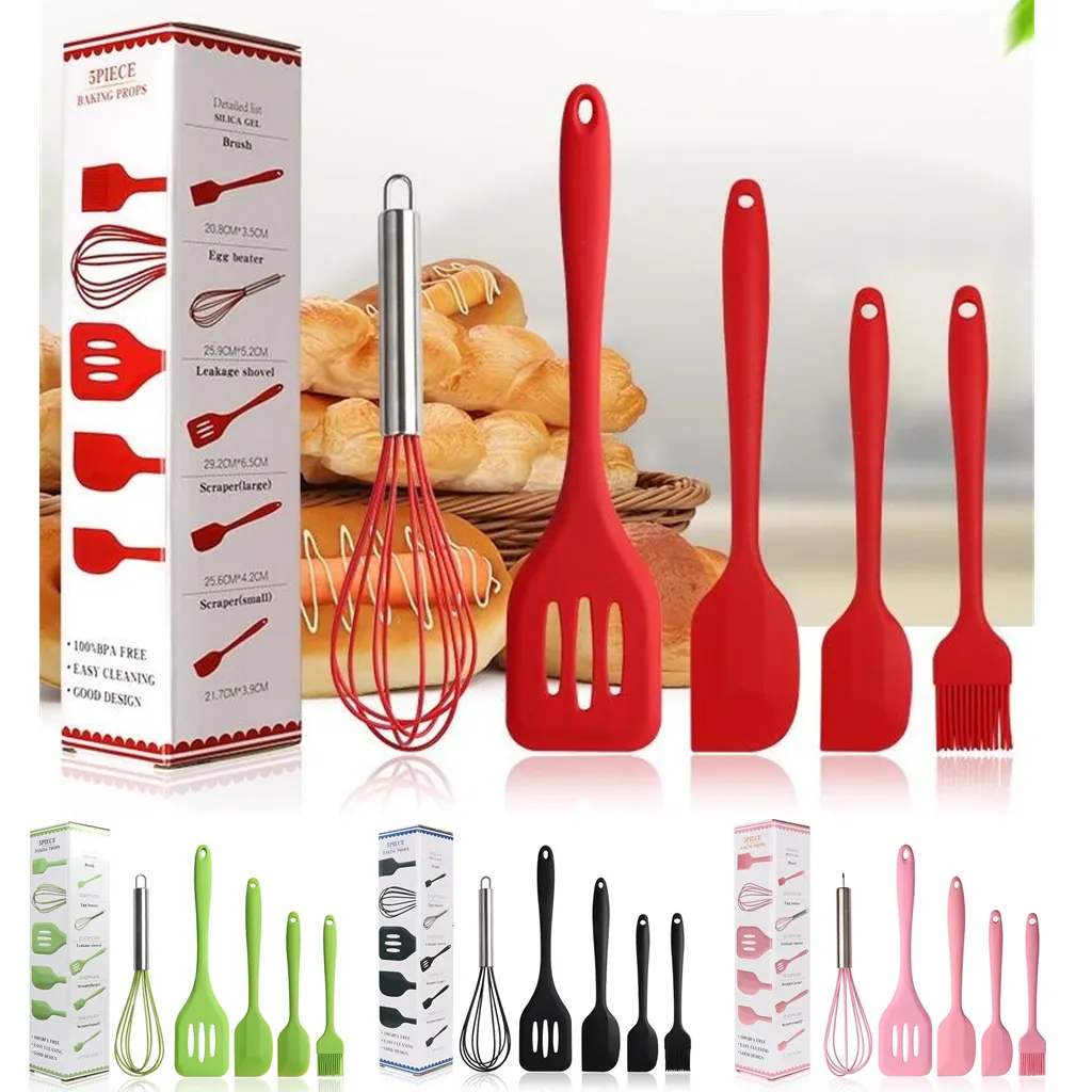 Silicone Cooking Utensil Set: 4-Color Kitchenware Tools for Baking and ...