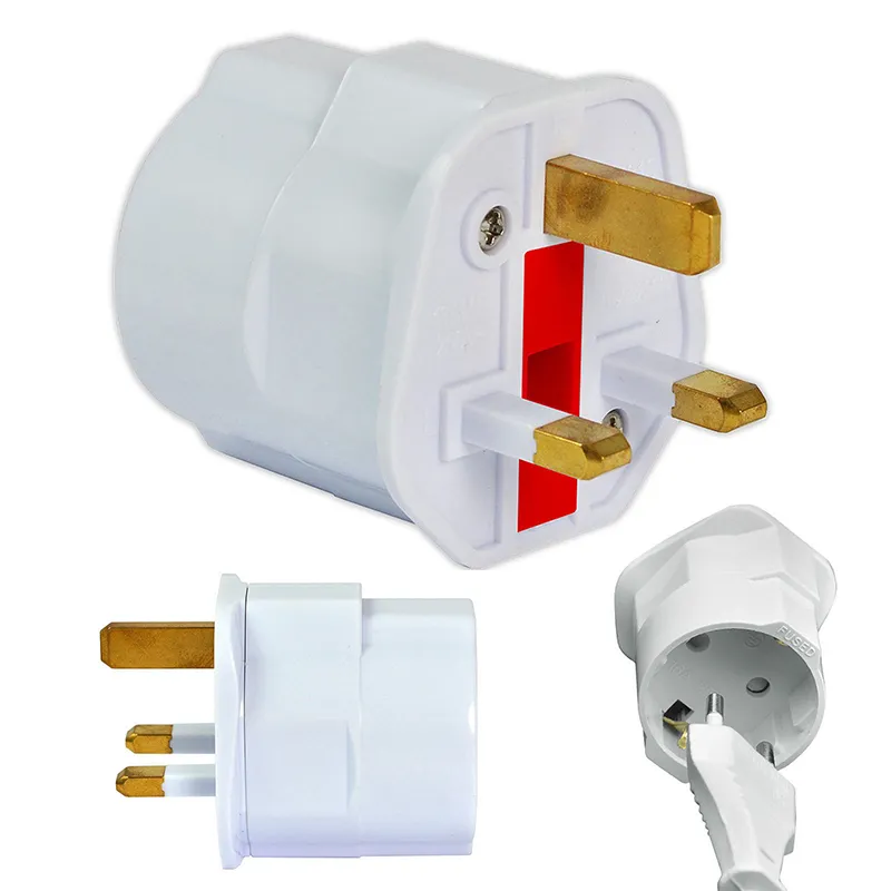 EU Euro 2 Pin To UK 3 Pin Travel Adapter Universal AC Converter 250V ...