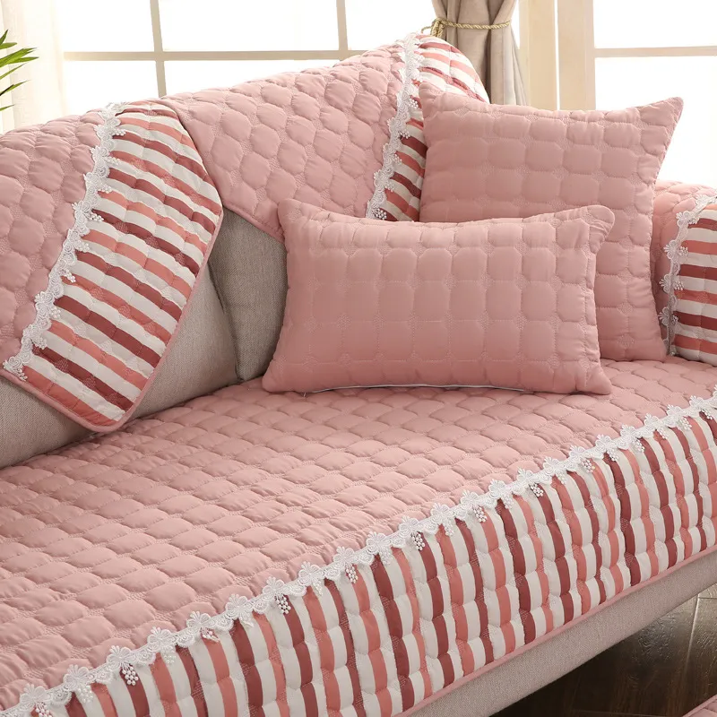 Stripe Modern Cotton Pink Couch Cover For Furniture Non Slip Sofa ...