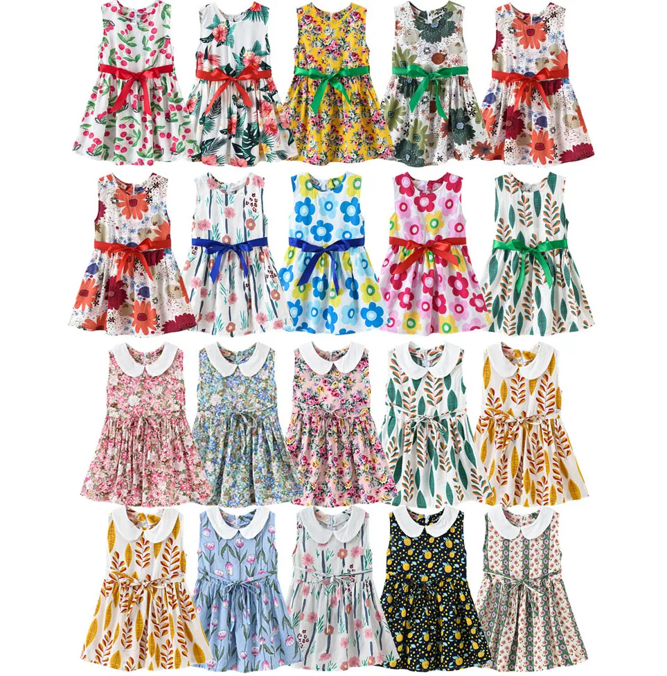 DHgate.com:18 Styles Summer Dresses for Girls - Floral Bow, Sleeveless ...