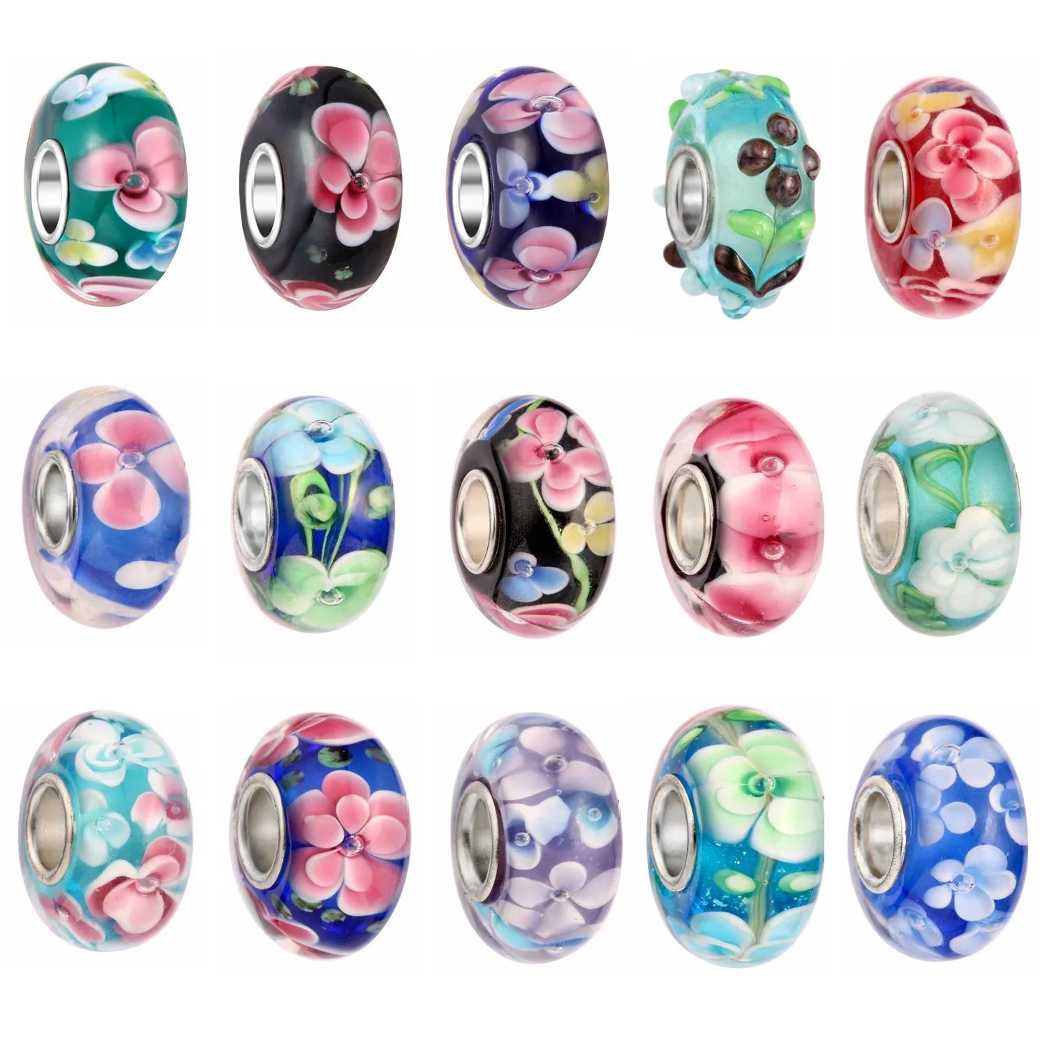 Bulk DIY Glass Crystal Beads Double Layer Flower Big Hole Loose Spacer ...