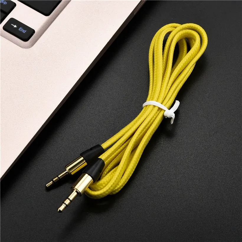 1M/3FT Flat Male To Male Stereo Aux Cord With Fabric Braid Cable 3.5mm ...