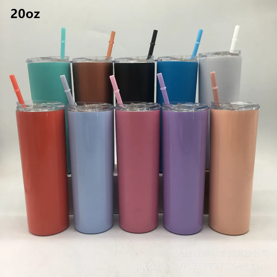 20oz Slim Skinny Mug With Glittering Straight Design, 18/8 Stainless ...
