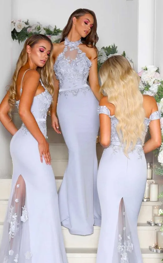 Incompatible Maï Maid Bleu Maid Dhonneur Robe Halter Sirène Sirène