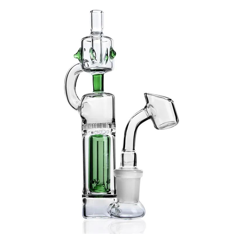 Green Tube Bong Glass Water Bongs Dab Rigs Percolater Recycler Dab Rig ...