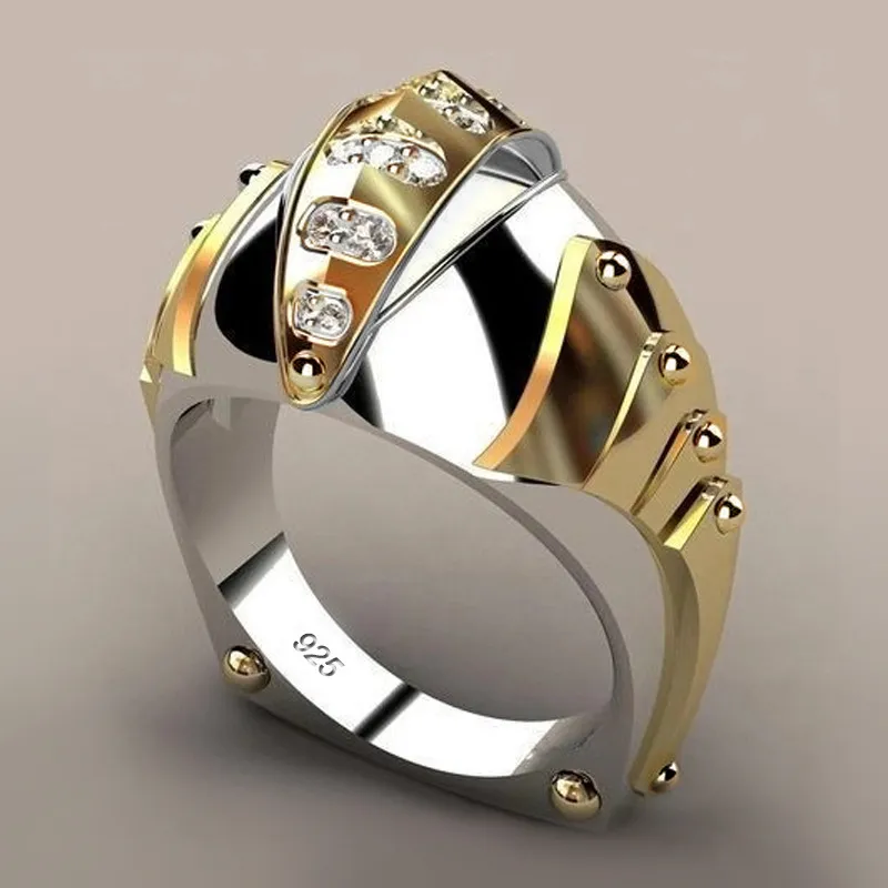 Hip Hop Micro Pave Rhinestone Iced Out Bling Gold Color Ring High ...
