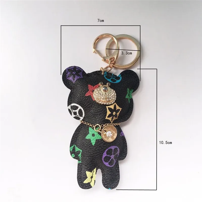 Rhinestone Bear Keychain Fashionable PU Leather Accessory With Bear ...