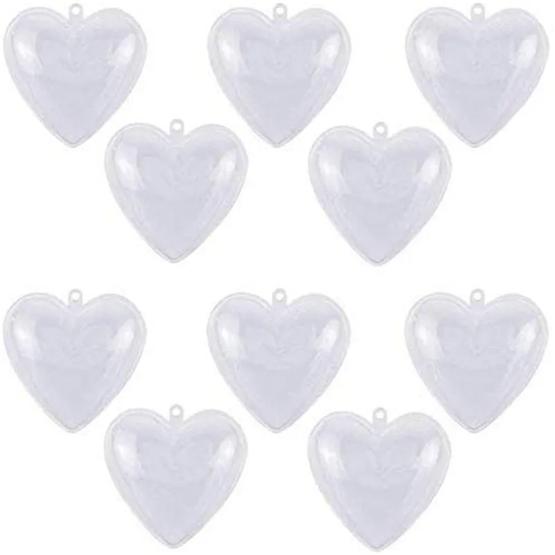 Clear Plastic Christmas Ball Ornaments Heart Shaped Fillable Baubles ...