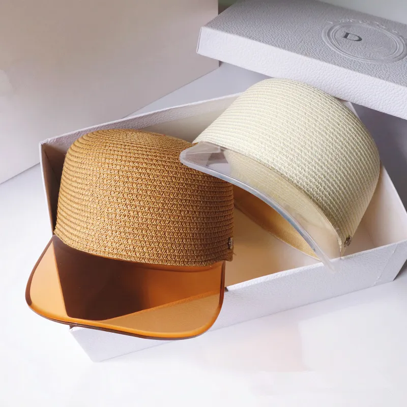 Stylish Women's Transparent Sun Hat - PVC Straw Design, Wide Brim Beach ...