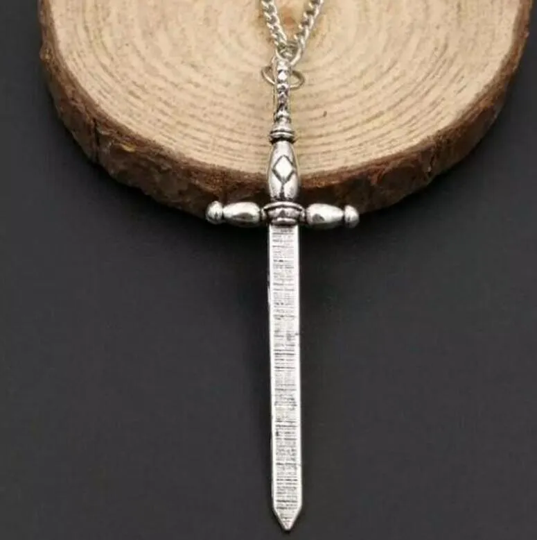 Hot Fashion Vintage Silver Medieval Sword Necklaces &Pendants Mens ...