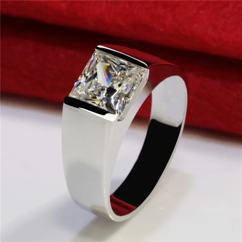 Male Promise Rings: Sterling Silver Engagement Band With Princess Cut ...