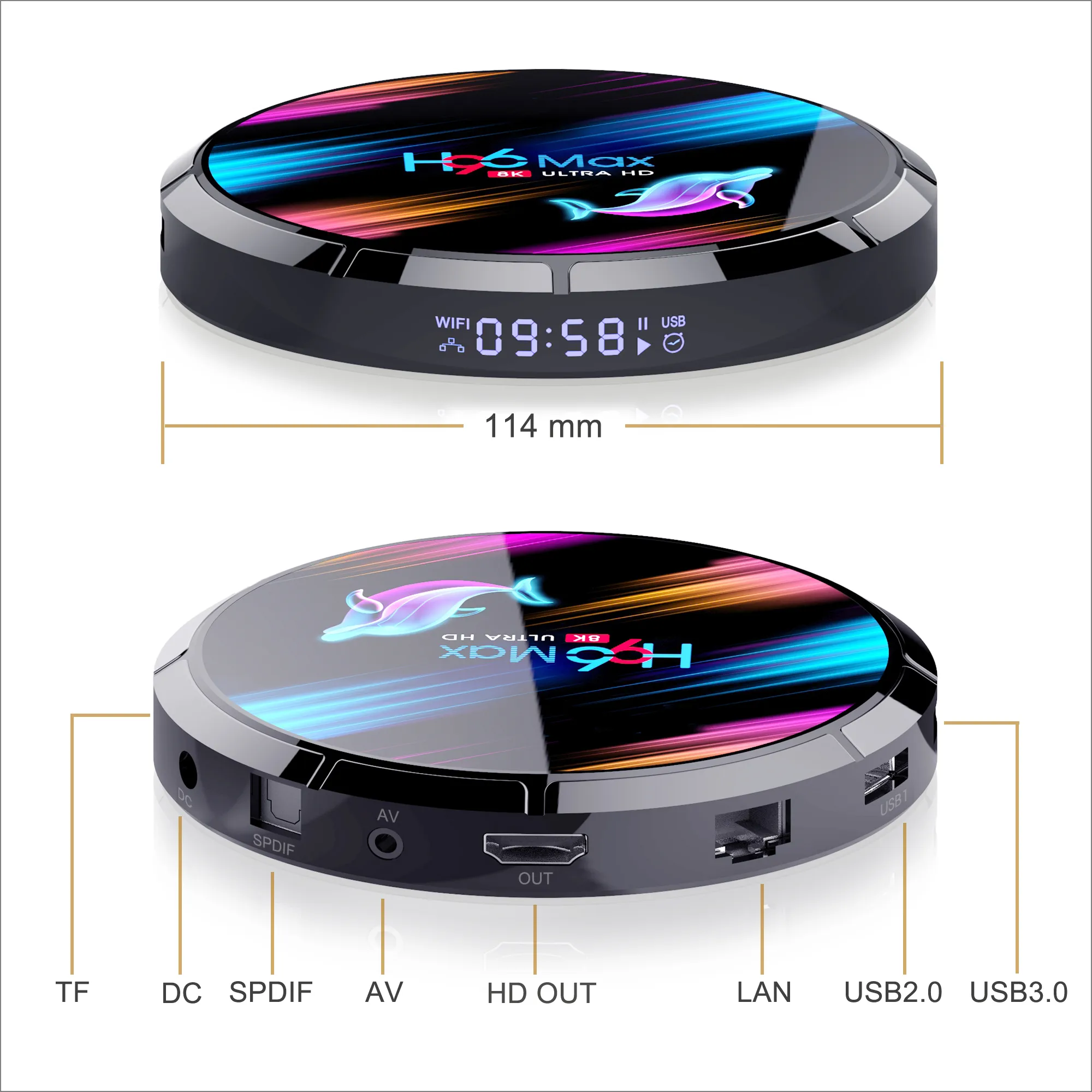 H96 MAX X3 Android 9.0 TV Box Quad Core 4GB RAM 128GB ROM 8K WiFi BT ...