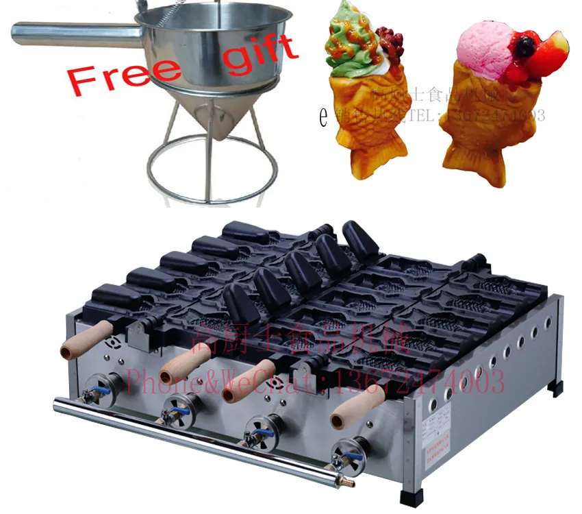 Commercial Ice Cream Maker Machine LPG Gas Fish Waffle Maker, Non Stick ...