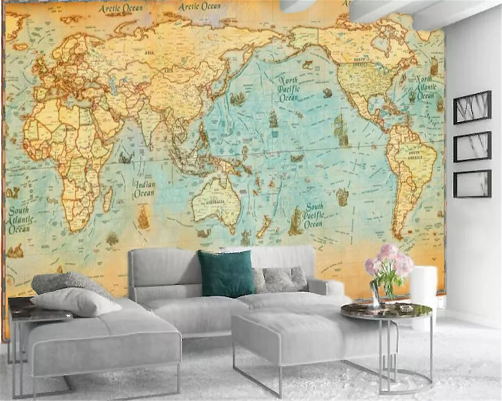3D Wallpapers For Walls HD World Map Mural, Large Scale Non Woven Wall ...