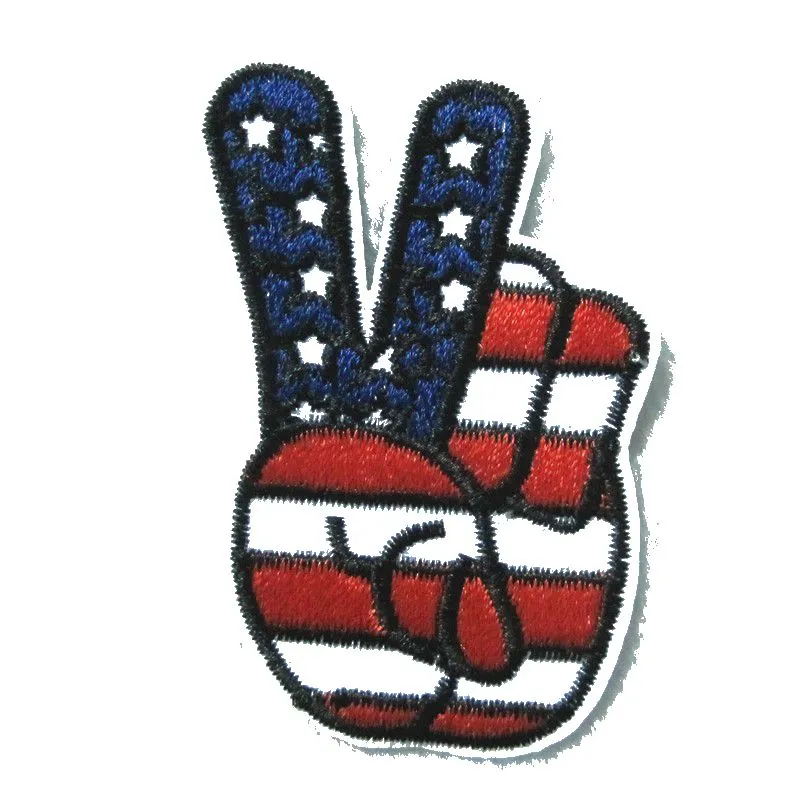 Iron On Patches Set - Peace Sign, USA Flag, Biker, Motorcycle Appliques ...
