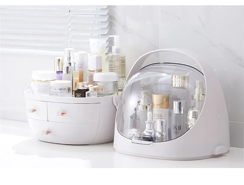 Plastic Makeup Storage Box Portable Cosmetic Organizer Large Make Up ...