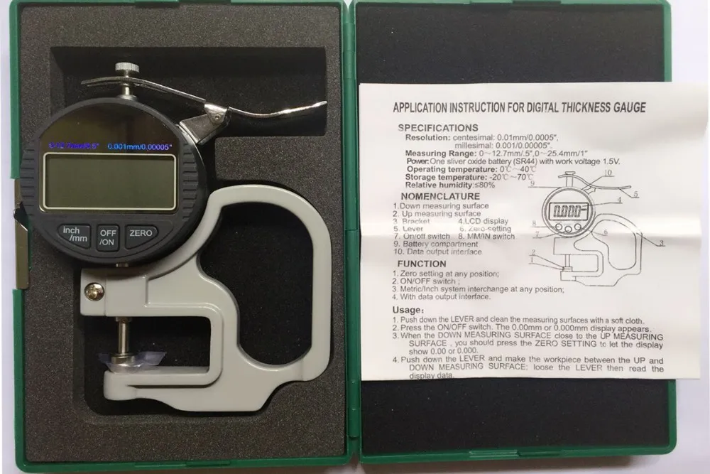Wholesale Digital Micrometer Thickness Gauge Range 0 12.7mm, Accuracy ...