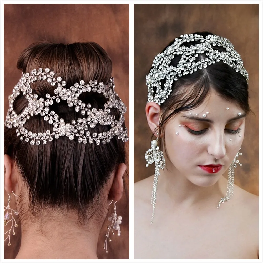 New Luxury Big Crystals Headpieces For Brides Show Hair Makeup ...