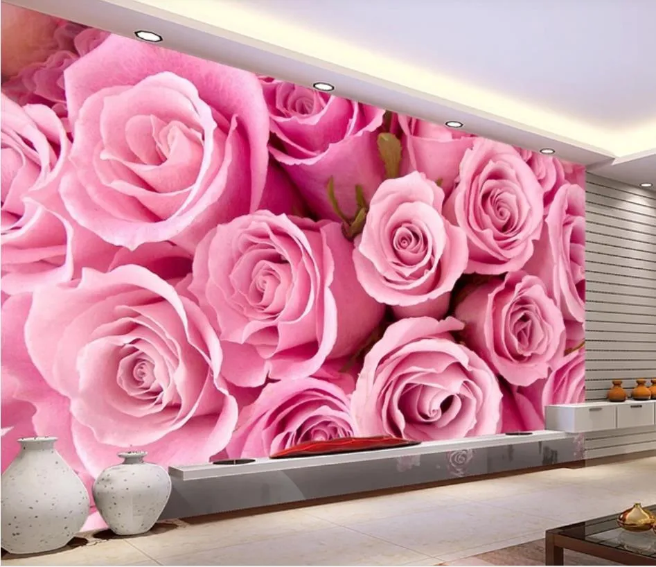 Rose Flower 3d Romantic Wallpaper For Living Room Mural Background From