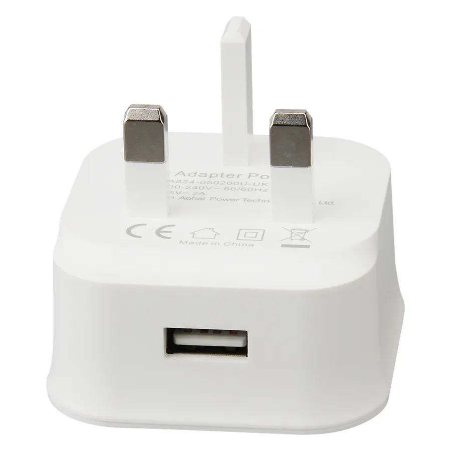5V 2A USB Adapter UK Plug Compact 3 Pin Wall Charger For Smart Mobile Phones, Portable Home And ...