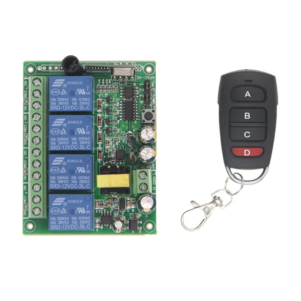 Wireless Light Switching System: 4-Channel RF Remote Control for LED ...