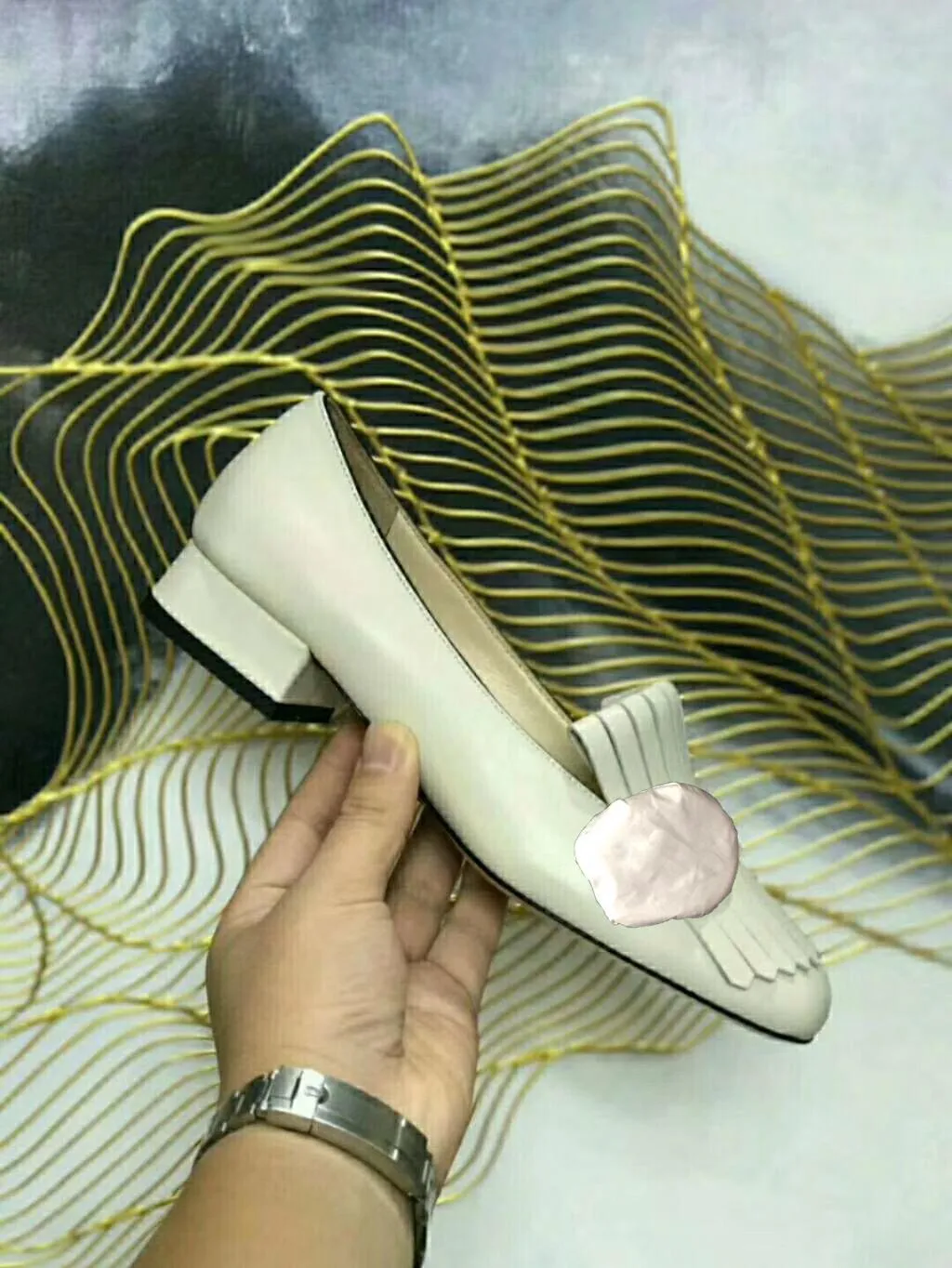 Classic Mid Heeled Boat Shoe Womens Designer Shoes Leather Thick Heel ...