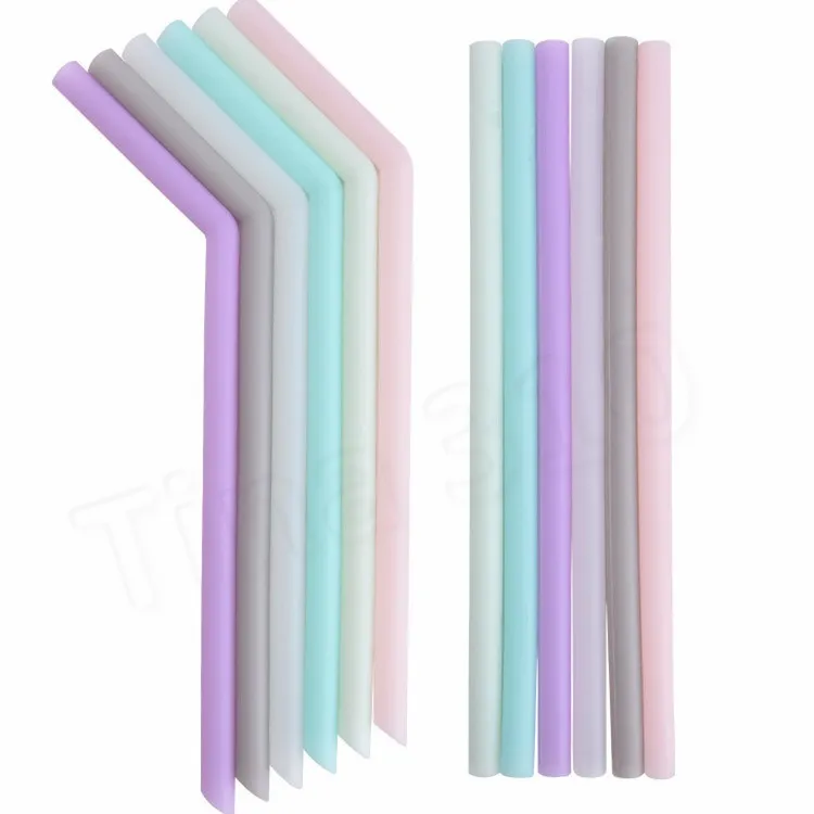 Reusable Silicone Drinking Straw Set Multi Color Foldable Bent ...