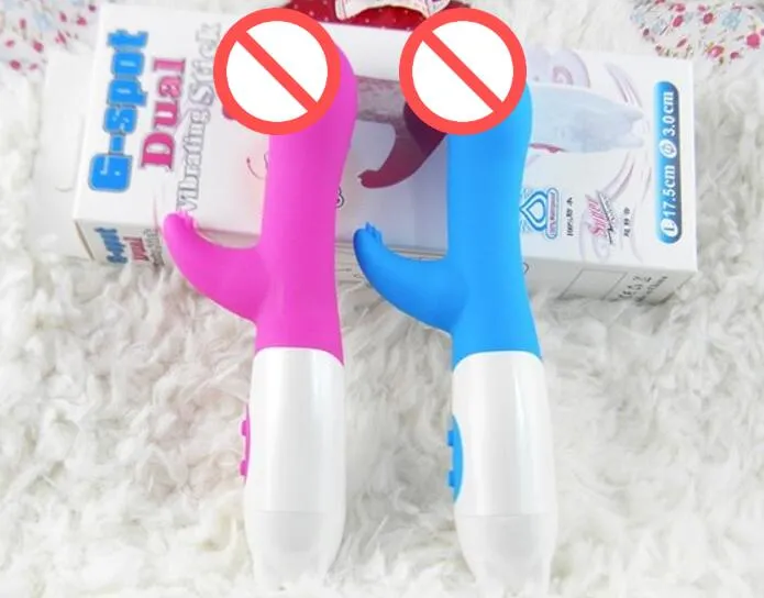 G Spot Vibrators Waterproof Dual Vibration Vibrating Stick Rabbit Dildo
