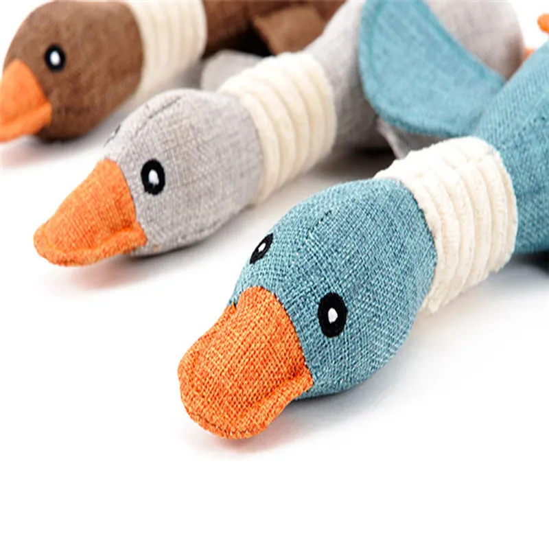 Pet Burlap Duck Toy For Dogs Squeaky Plush Bite Resistant Chew Toy With ...