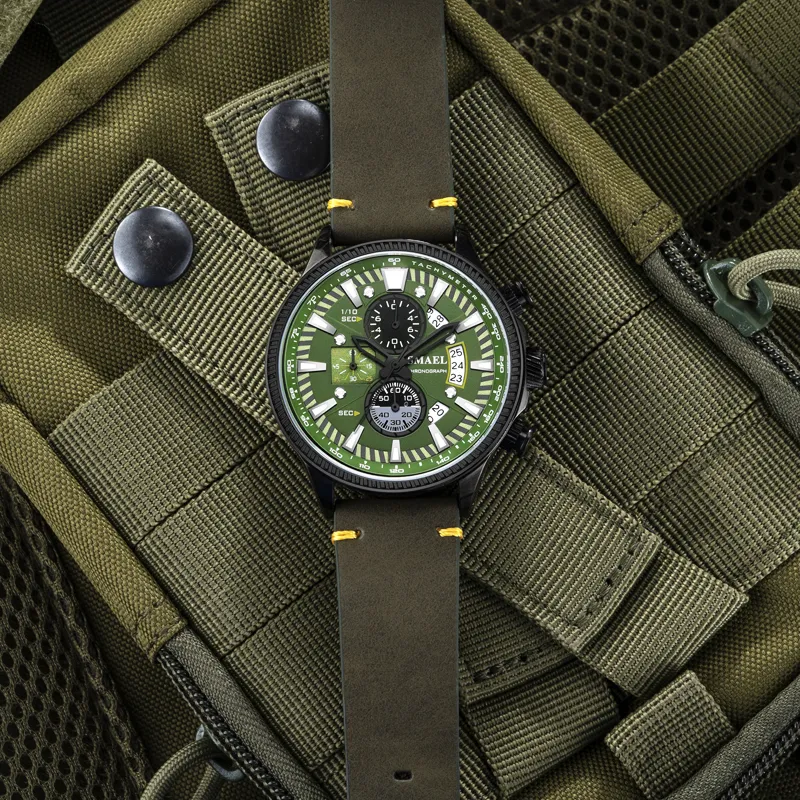 Top Brand Mens Watch Double Hollow Window Luminous Leather Strap ...