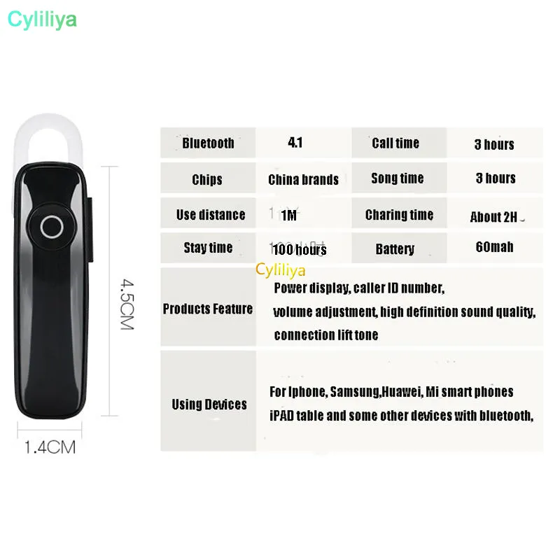 Customized LOGO Mini Single Bluetooth Headset 4.1 Wireless Earphones ...