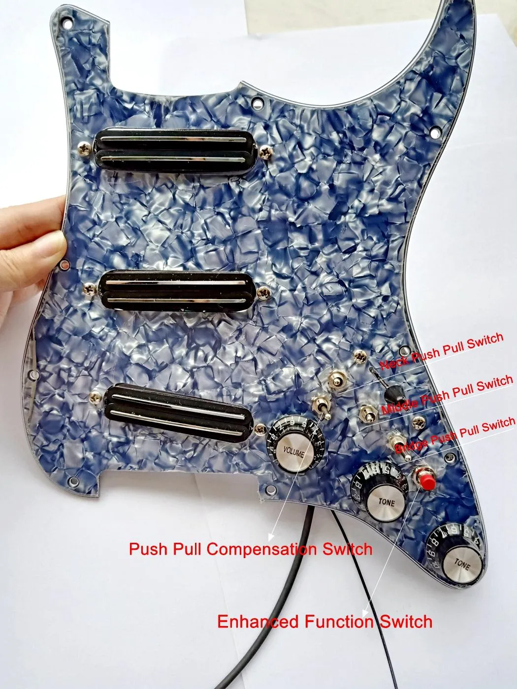 Premium SSS Guitar Pickups Set: Grey Pearl Tortoise Shell Pickguard ...