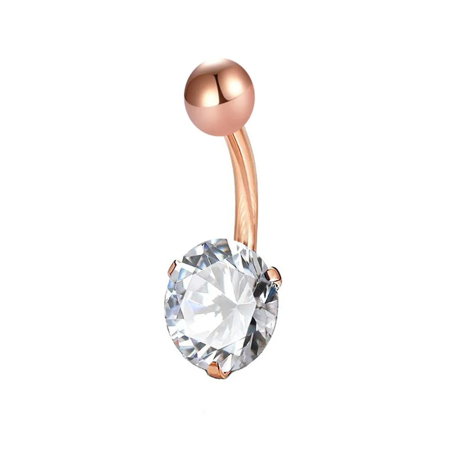 Cute Zircon Crystal Body Jewelry Stainless Steel Rhinestone Navel Bell ...