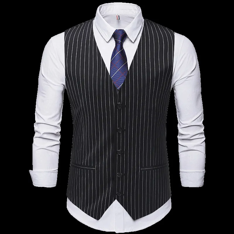 Custom Made Men's Vest Styles Striped Fabric Single Breasted Men's ...