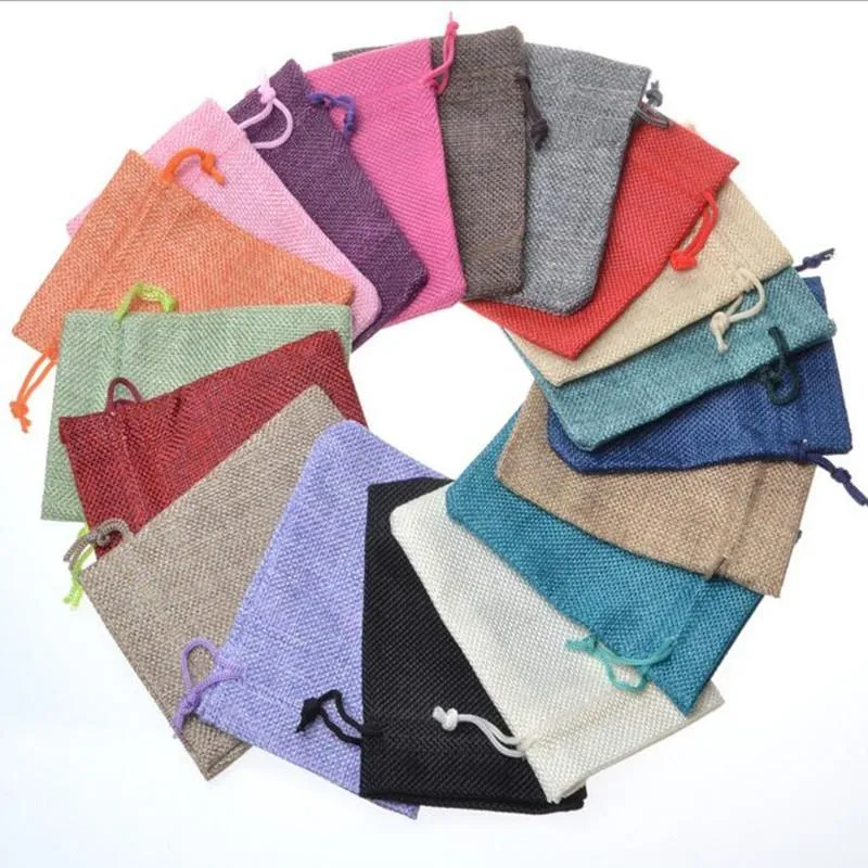 Uncoated 7*9CM Double Layer Natural Linen Suede Drawstring Pouch ...