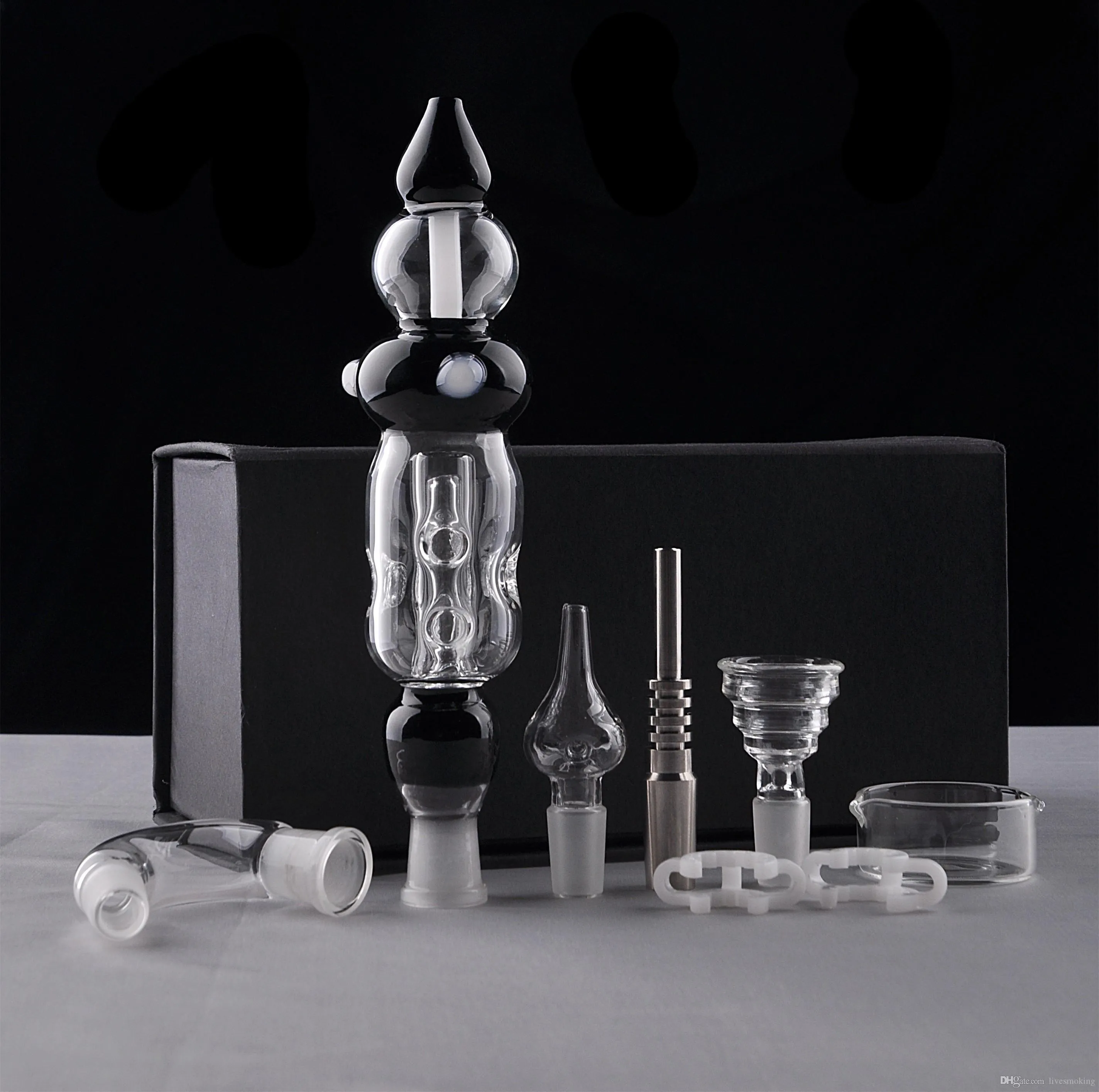 Hookahs Black Bong Set 3.0 Con Titanium Nail Bongs Oil Dabber ...